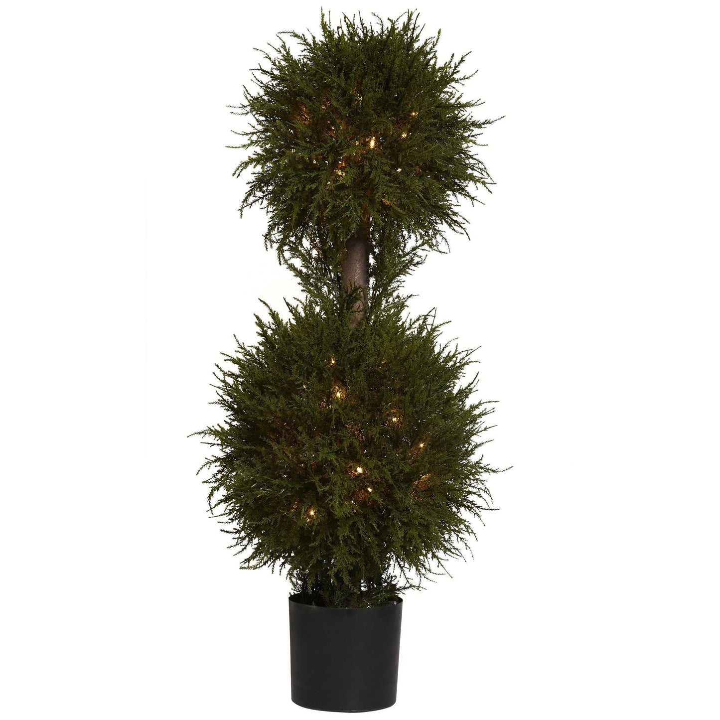 40” Cedar Double Ball Topiary w/Lights | Nearly Natural