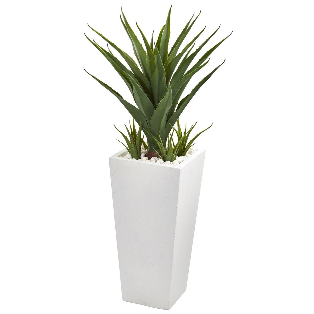 40” Spiky Agave Artificial Plant in White Planter | Nearly Natural