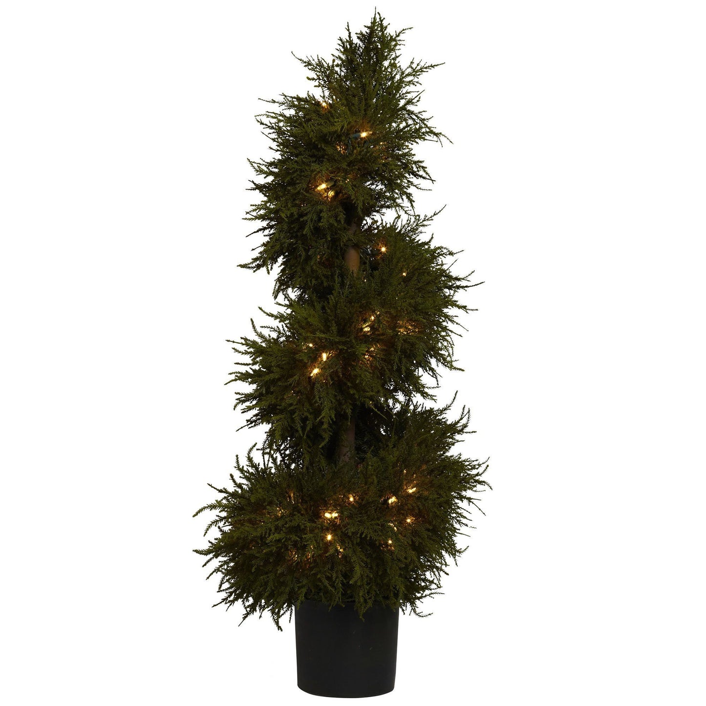 43” Cedar Spiral Topiary w/Lights | Nearly Natural