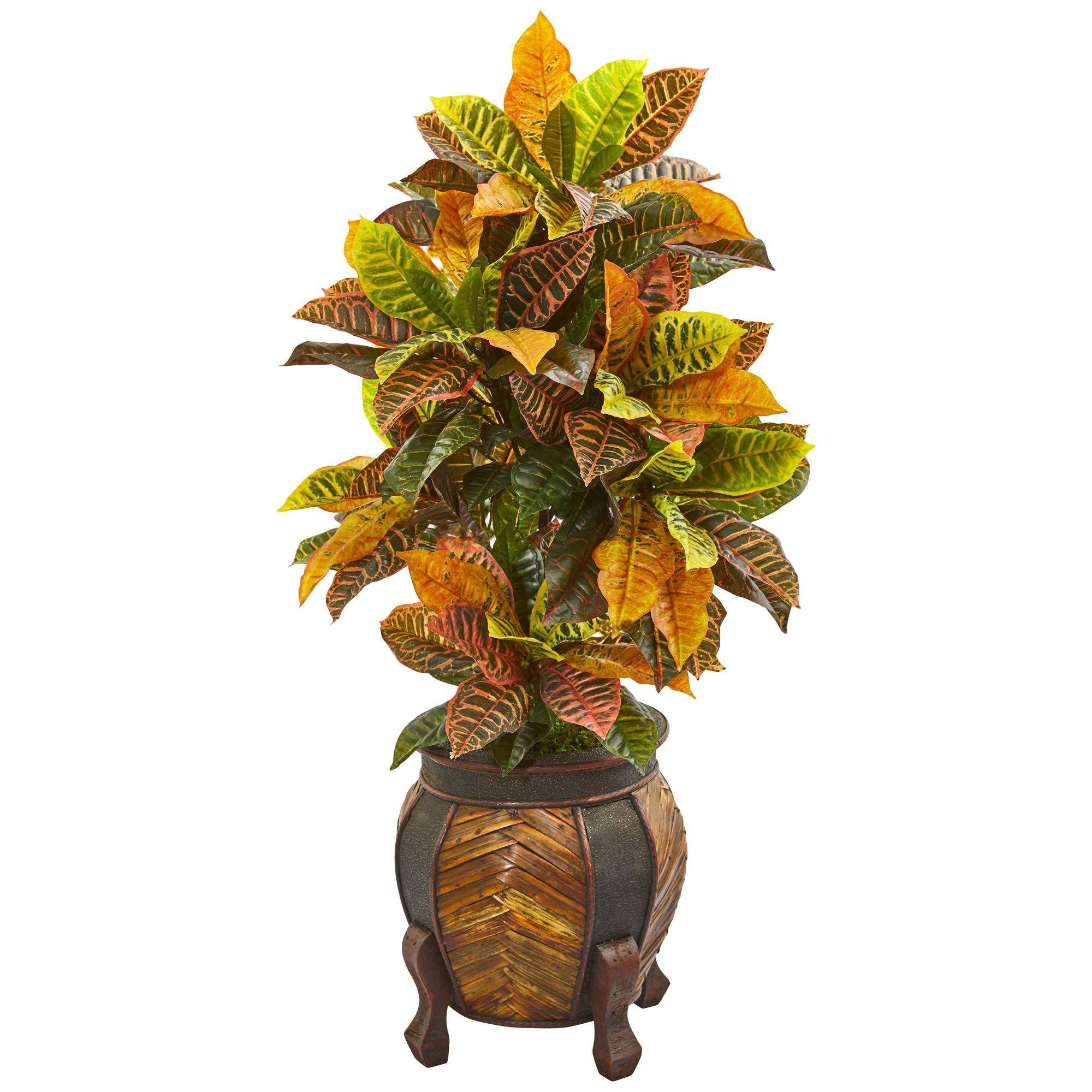 44” Croton Artificial Plant in Decorative Planter(Real Touch) | Nearly ...