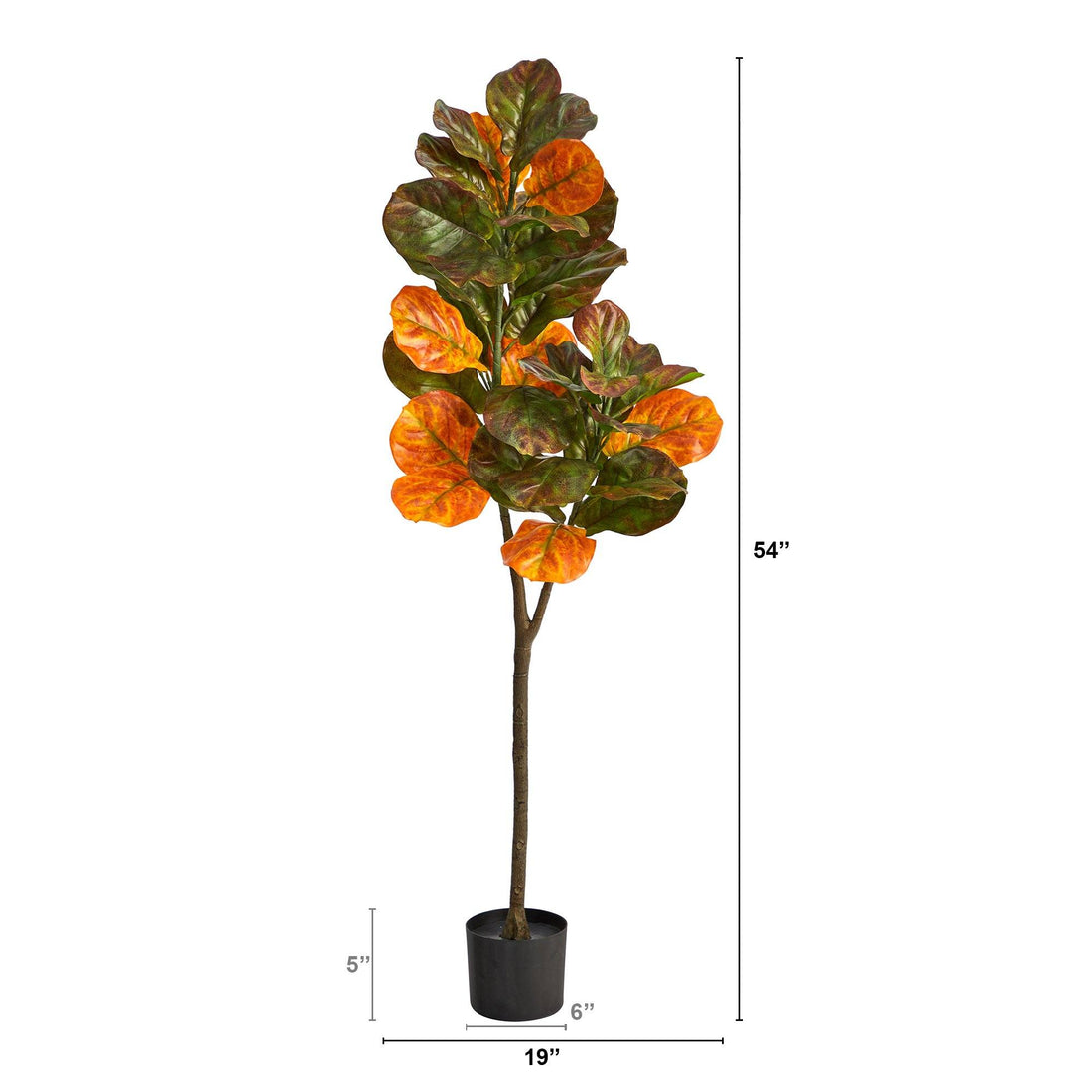 4.5’ Autumn Fiddle Leaf Artificial Fall Tree | Nearly Natural