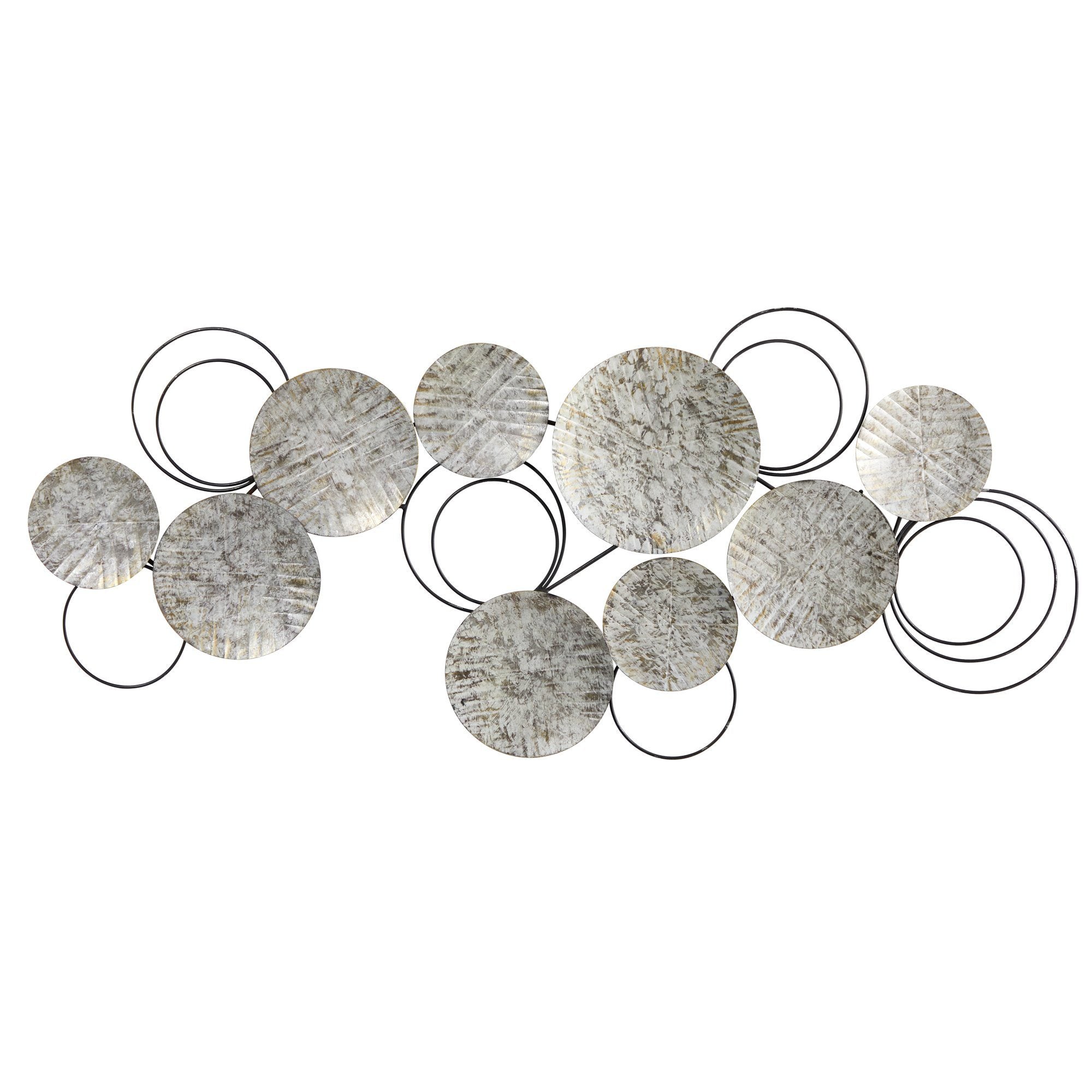 4.5’ x 2’ Galvanized Embossed Metal Discs Wall Art Decor | Nearly Natural