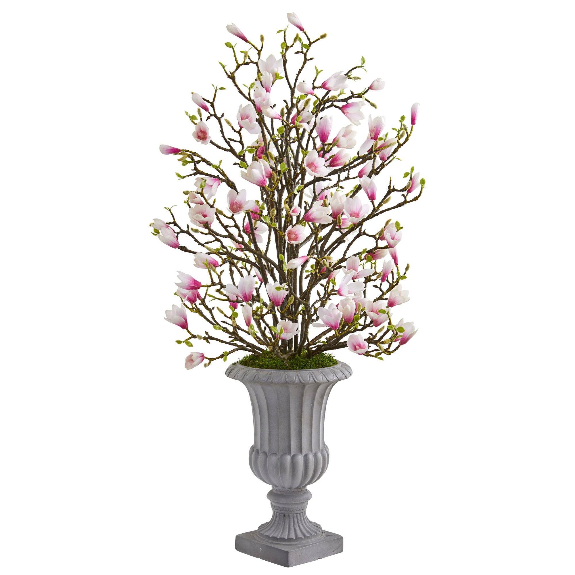 46” Magnolia Artificial Arrangement in Decorative Urn | Nearly Natural