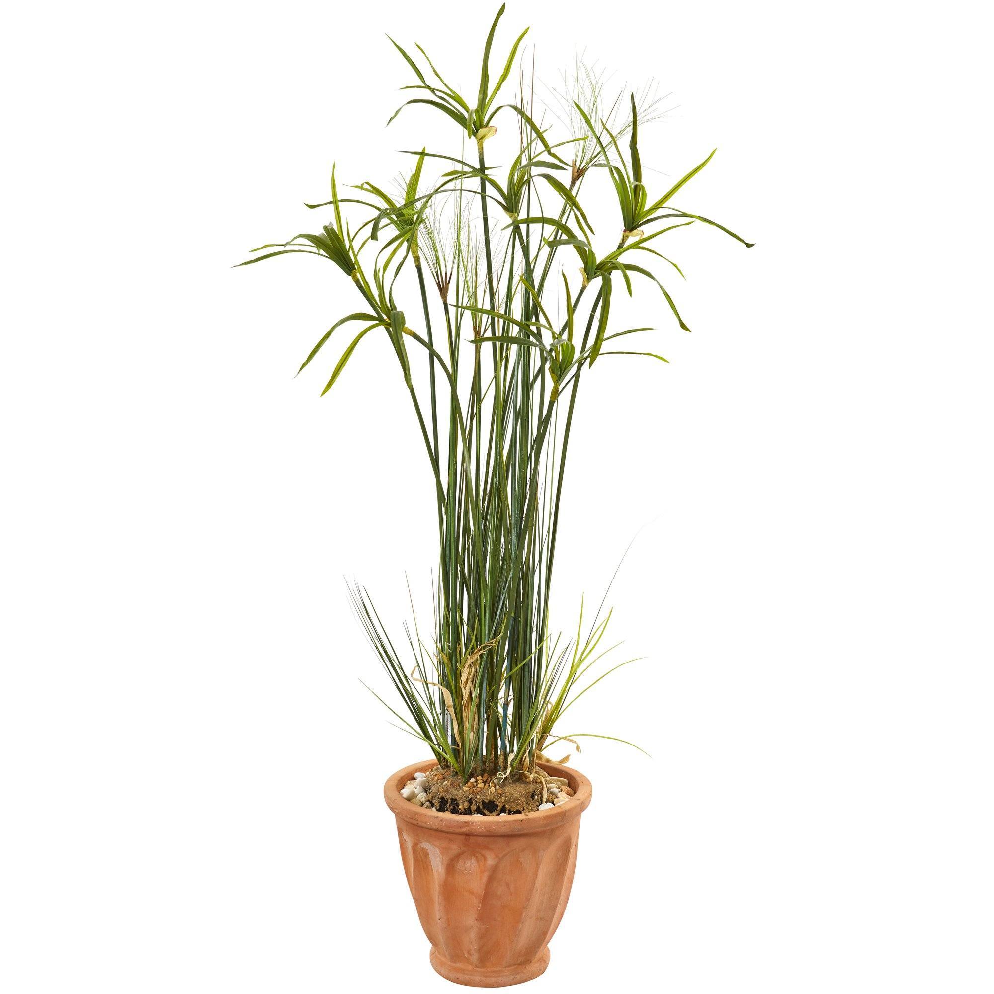46” Papyrus Artificial Plant in Terracotta Planter | Nearly Natural