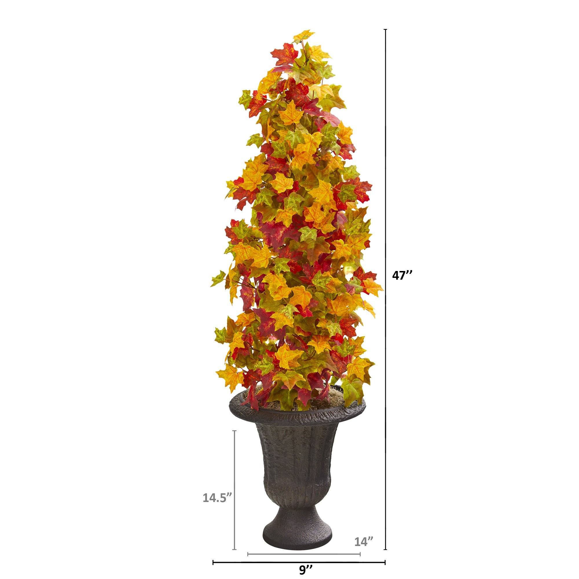 47” Autumn Maple Artificial Tree in Decorative Brown Urn | Nearly Natural