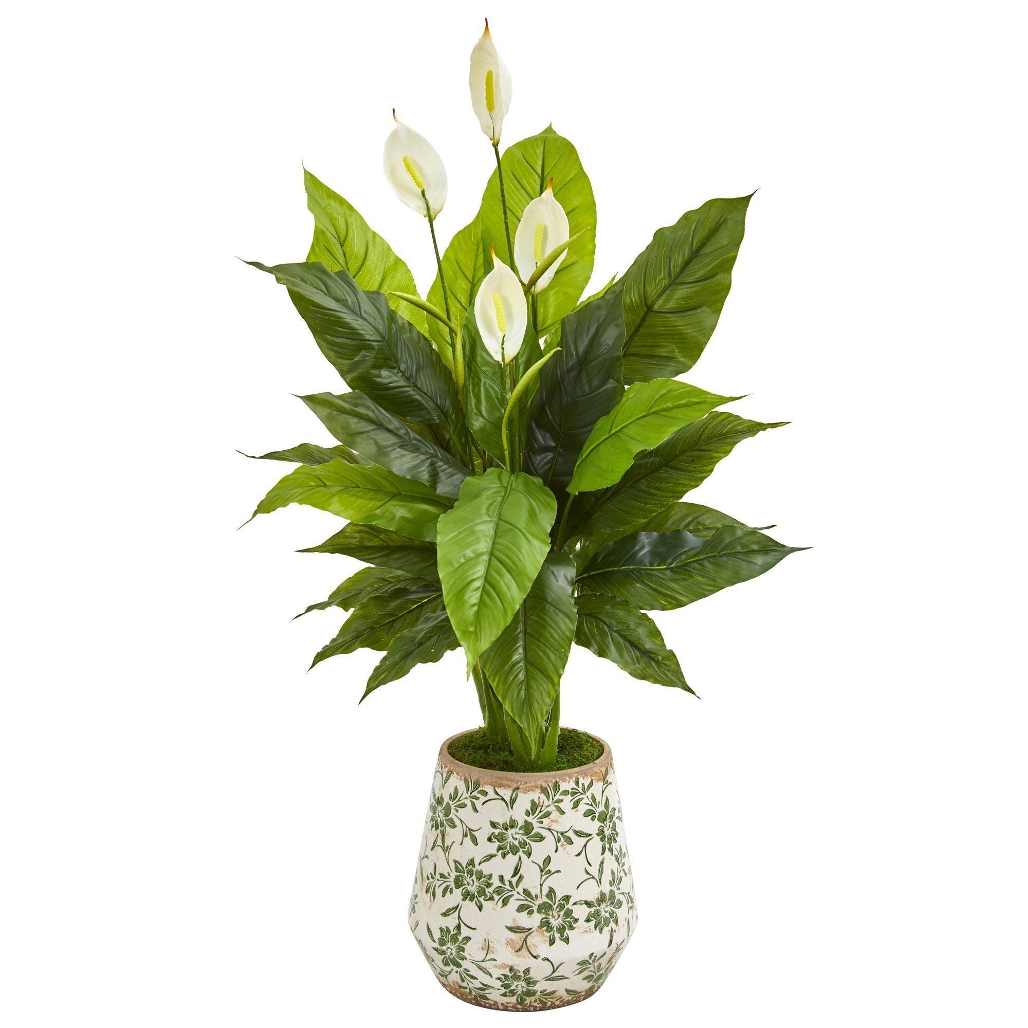 49” Spathiphyllum Artificial Plant in Decorative Planter (Real Touch ...