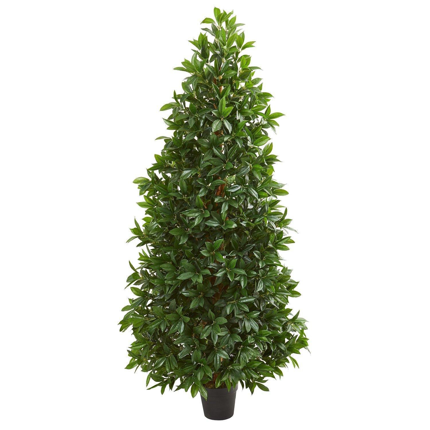 5’ Bay Leaf Cone Topiary Artificial Tree UV Resistant (Indoor/Outdoor ...