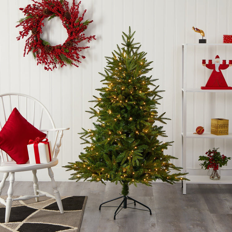 5’ Colorado Mountain Fir “Natural Look” Artificial Christmas Tree with ...