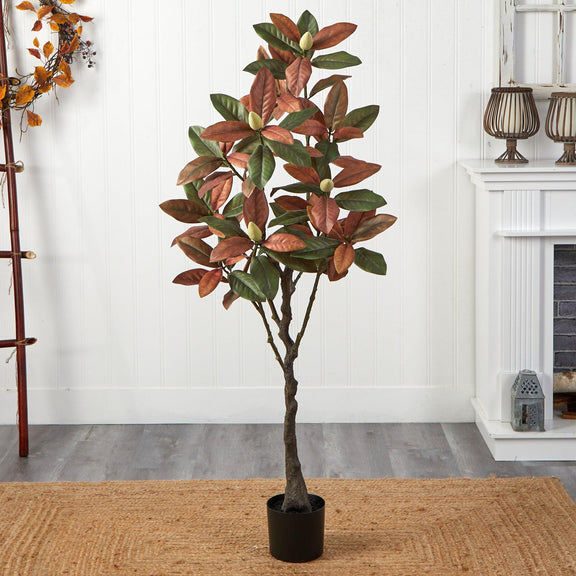 5’ Fall Magnolia Artificial Tree | Nearly Natural