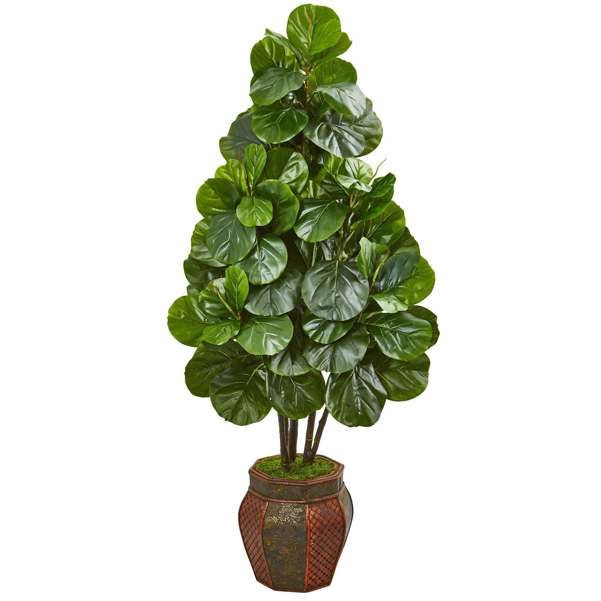 5’ Fiddle Leaf Fig Artificial Tree in Decorative Planter | Nearly Natural