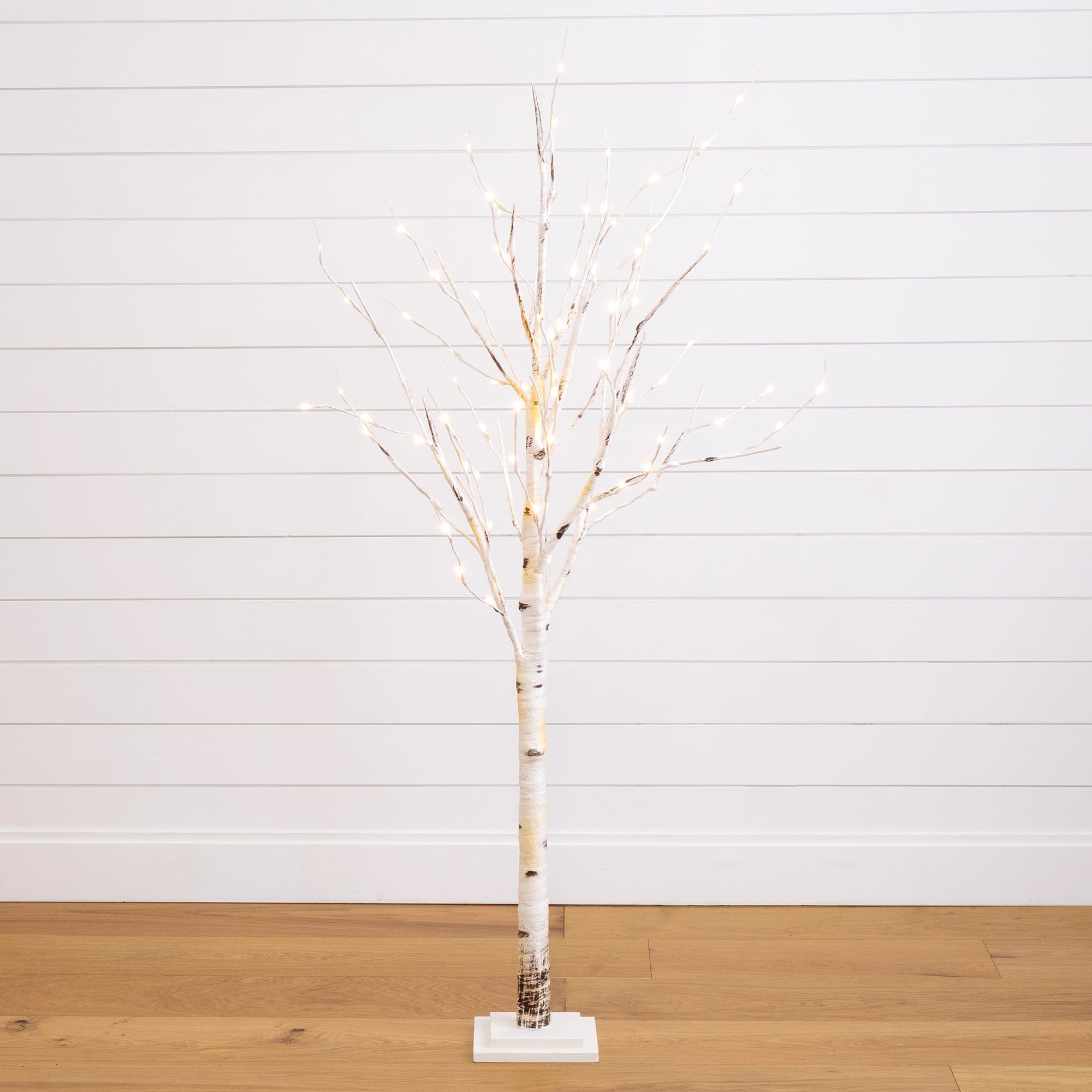 5' Pre-Lit Artificial Birch Tree with 76 Warm White LED Lights | Nearly ...