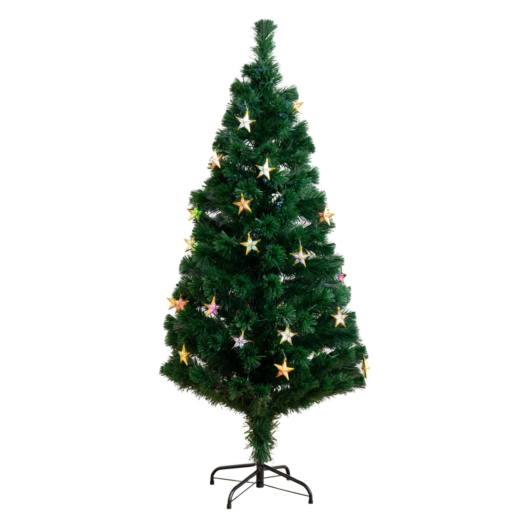 5' Pre-Lit Fiber Optic Artificial Christmas Tree with 60 Colorful Star ...