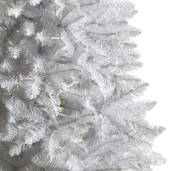 5’ Slim White Artificial Christmas Tree with 150 Warm White LED Lights ...