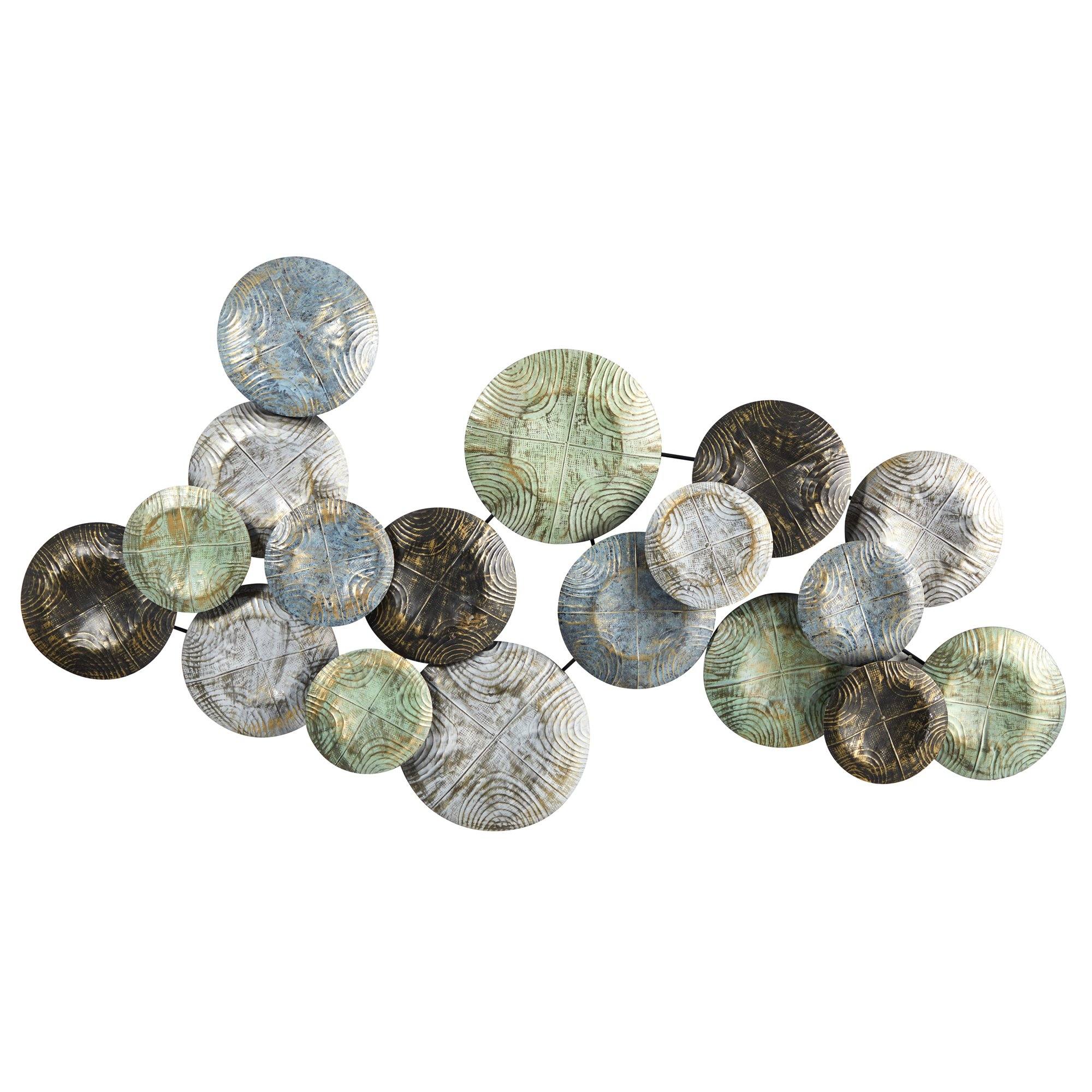 5’ x 2.5’ Embossed Metal Disc Wall Art Decor | Nearly Natural