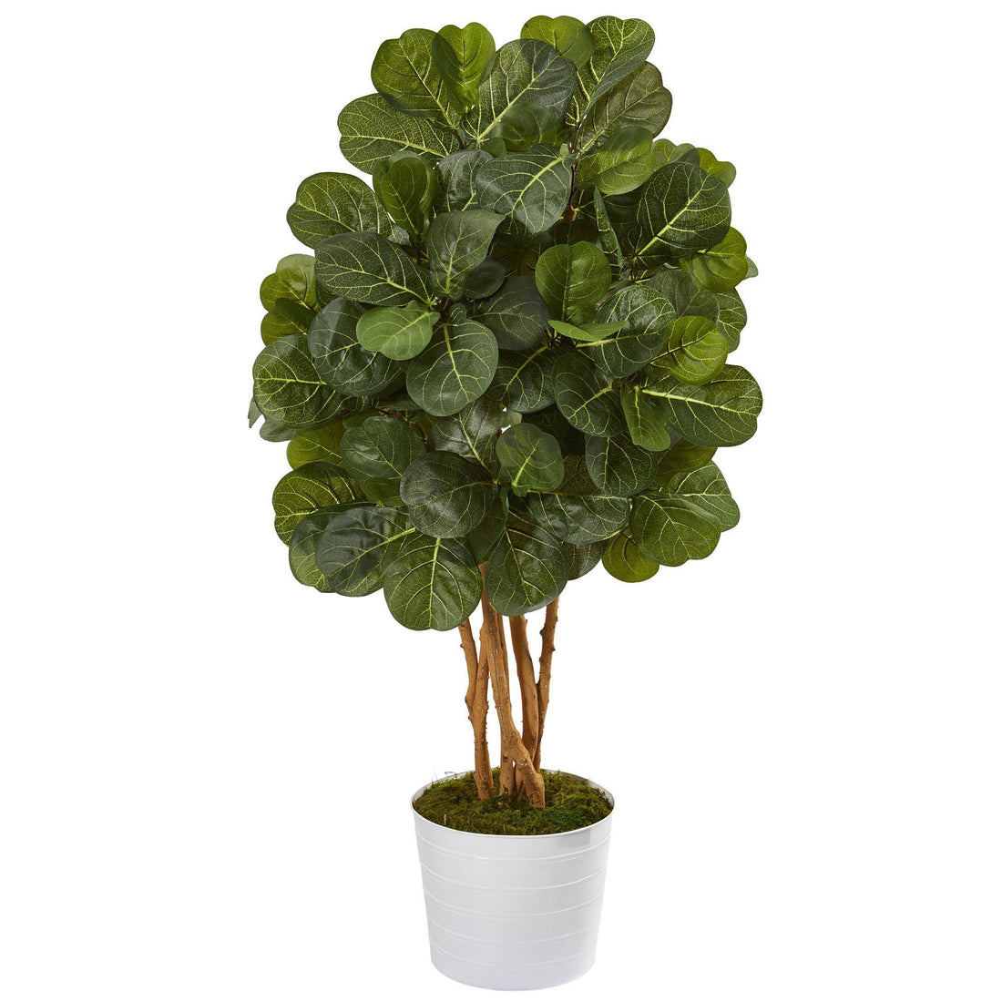 50” Fiddle Leaf Fig Artificial Tree in White Tin Planter | Nearly Natural