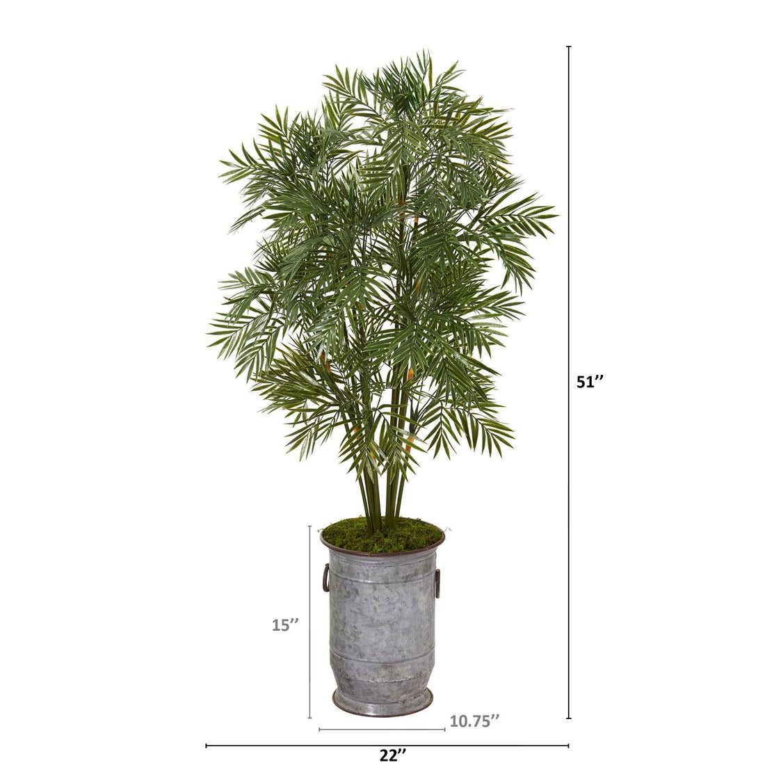 51” Parlor Palm Artificial Tree in Vintage Metal Planter | Nearly Natural