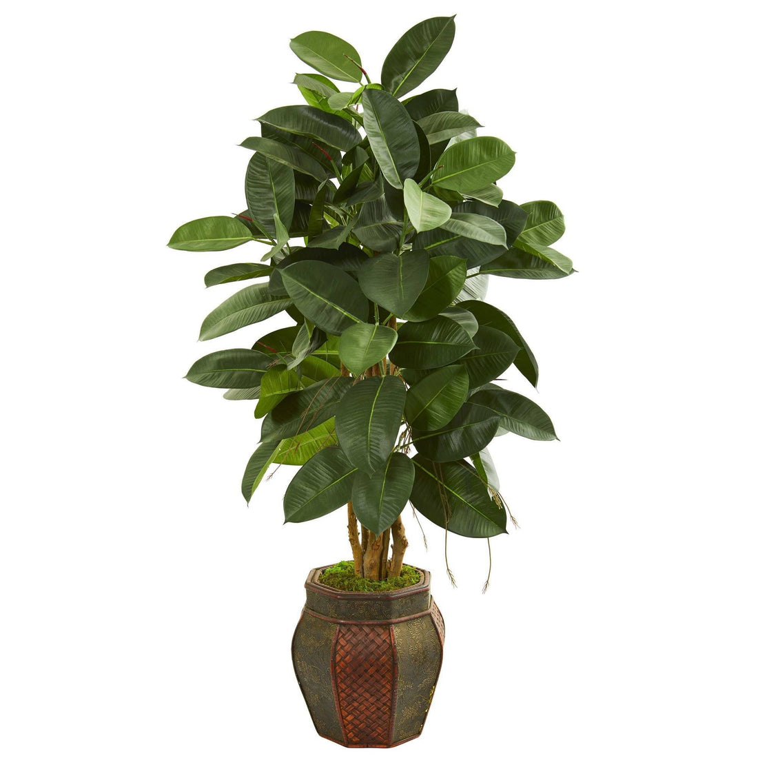 52” Rubber Leaf Artificial Tree in Decorative Planter | Nearly Natural