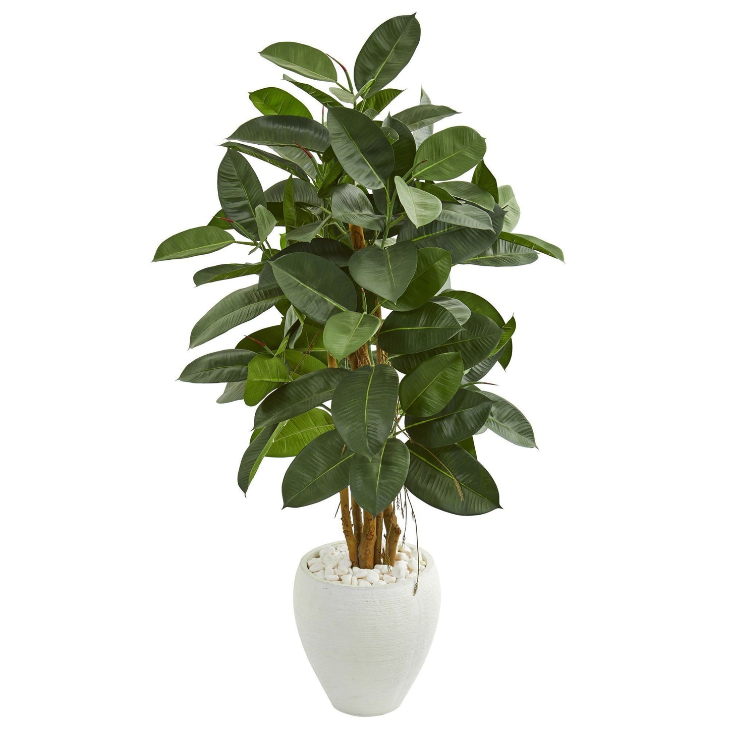 53” Artificial Rubber Tree in White Planter | Nearly Natural