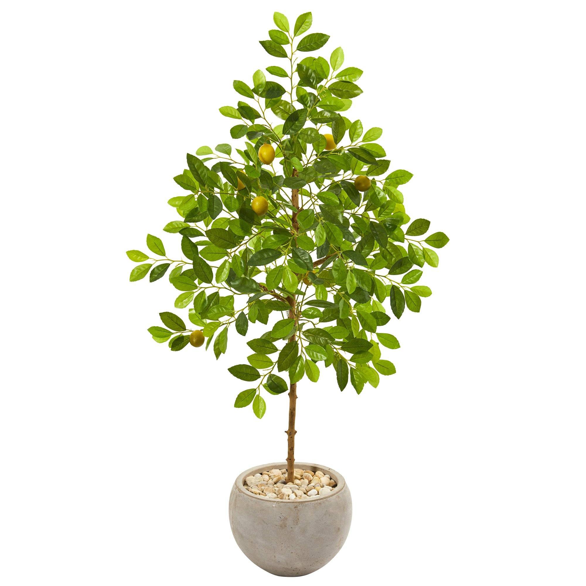 54” Lemon Artificial Tree in Sand Colored Planter | Nearly Natural