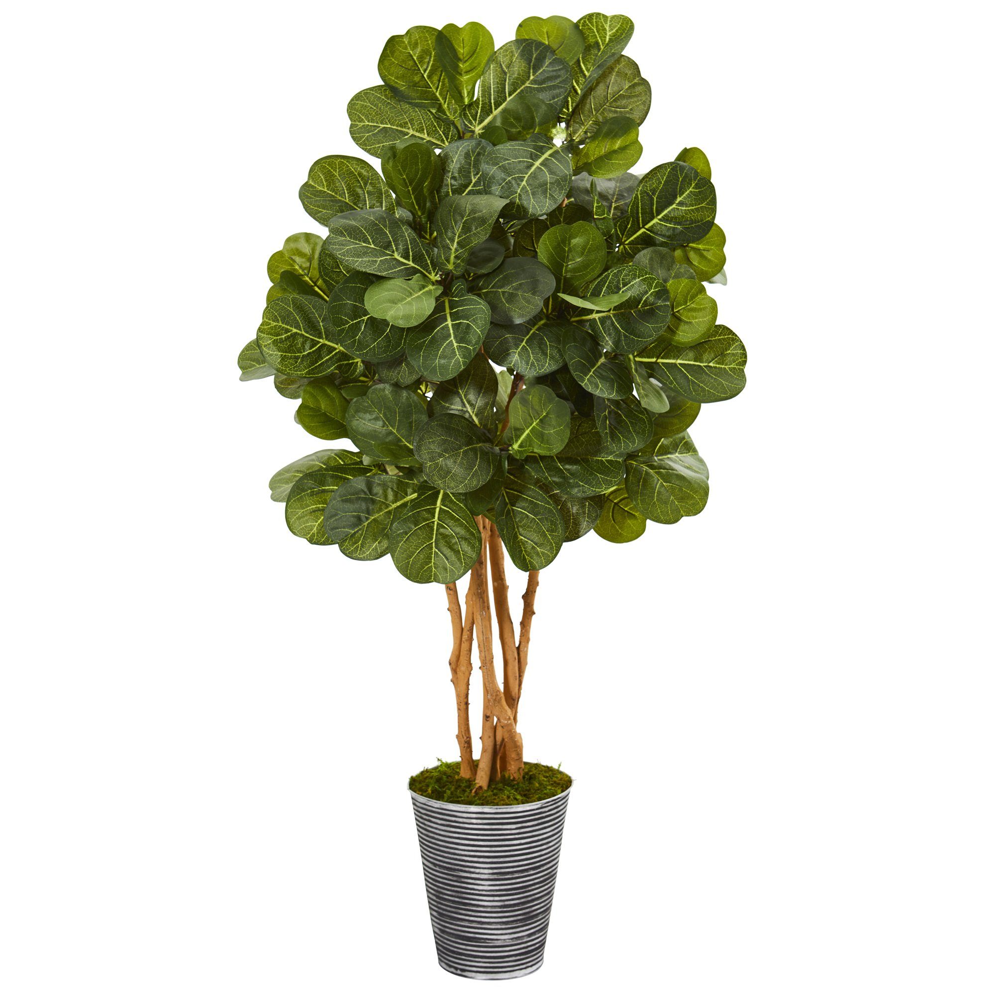 55” Fiddle Leaf Fig Artificial Tree in Decorative Tin Planter | Nearly ...