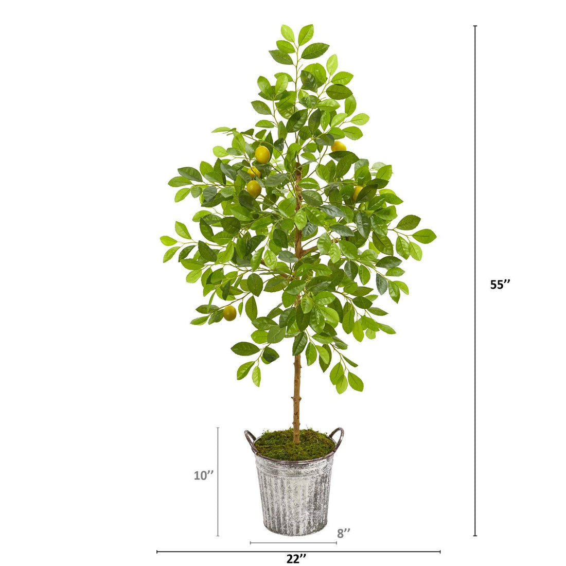 55” Lemon Artificial Tree in Vintage Metal Pail | Nearly Natural