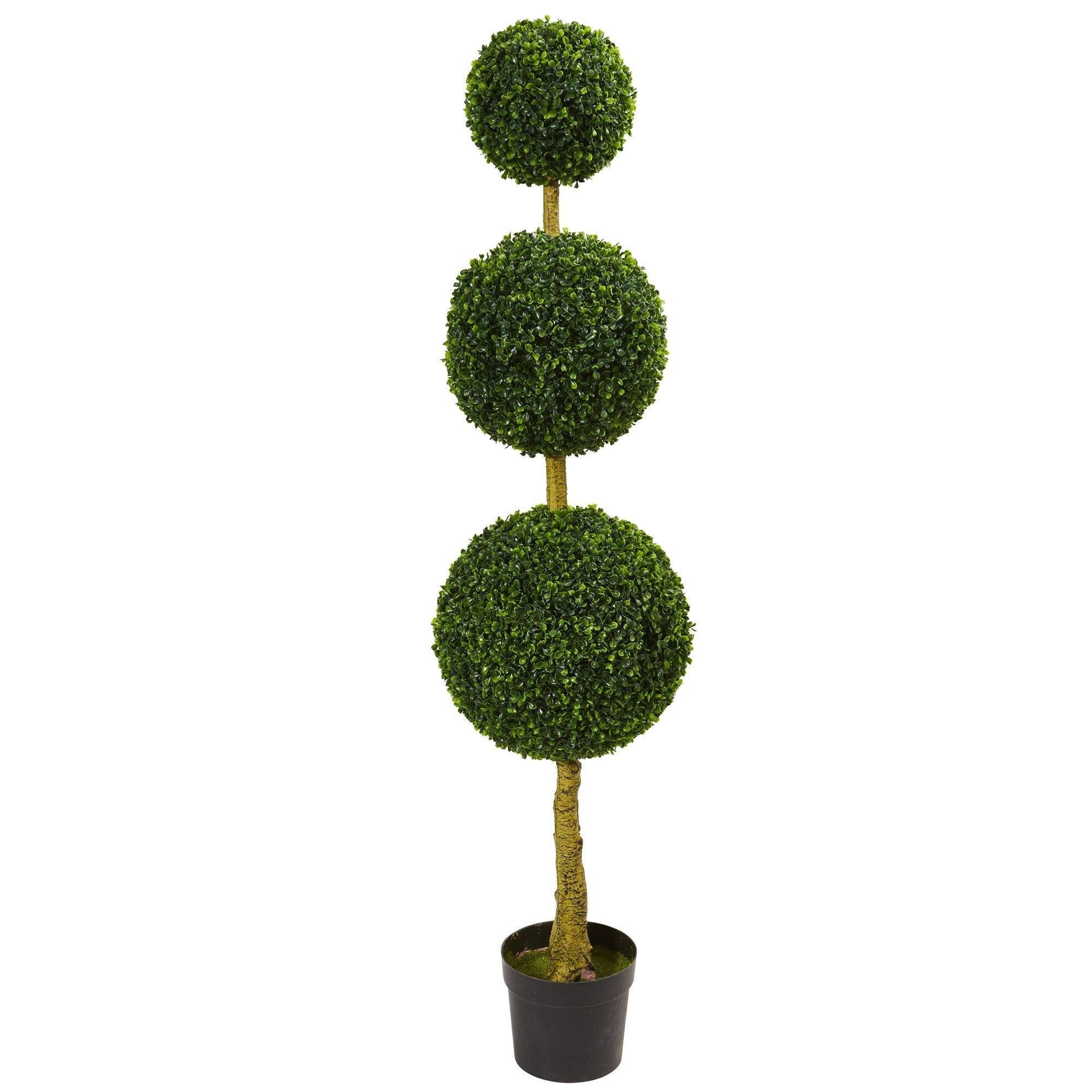 5.5’ Triple Ball Boxwood Artificial Topiary Tree UV Resistant (Indoor ...