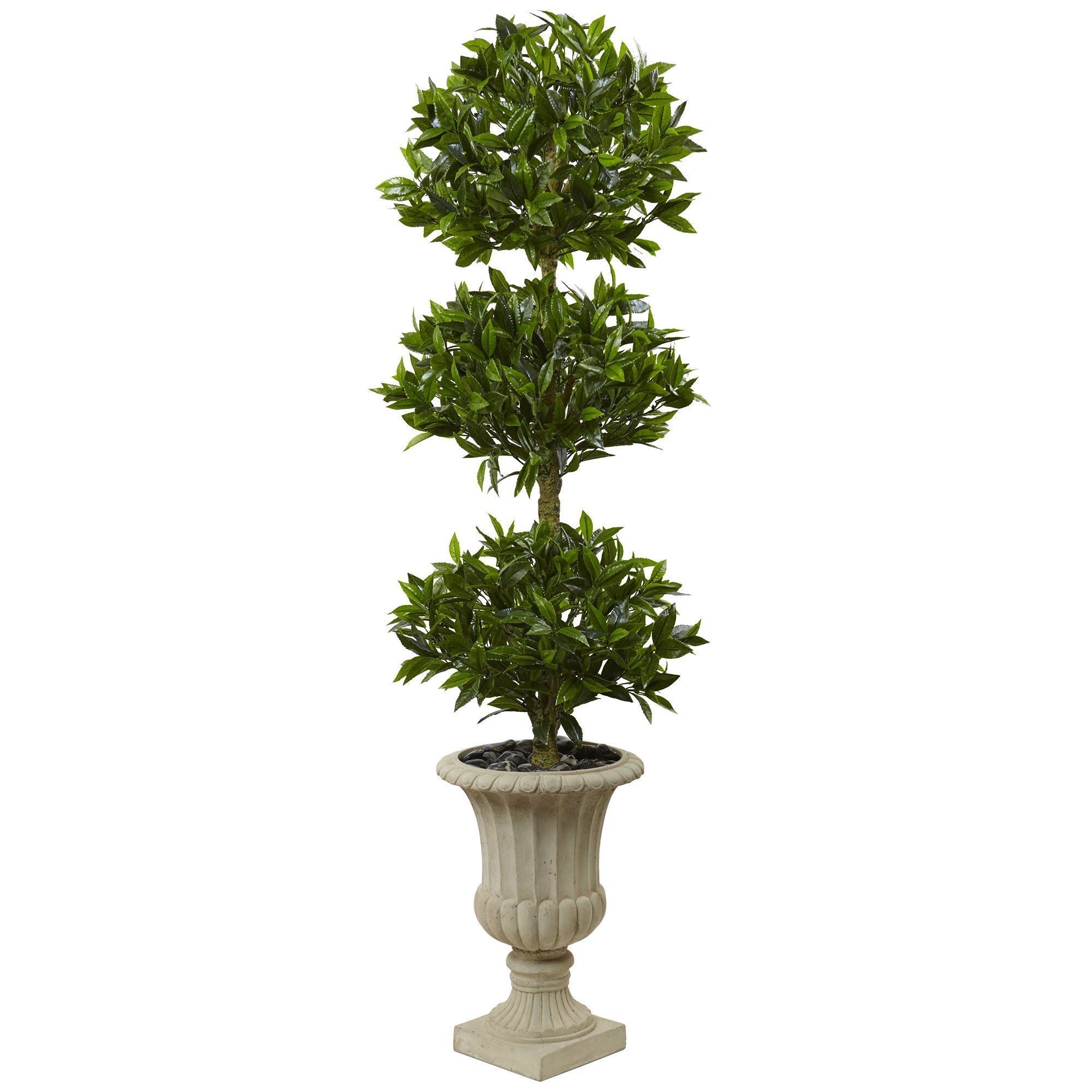 5.5’ Triple Bay Leaf Topiary Artificial Tree in Urn UV Resistant ...