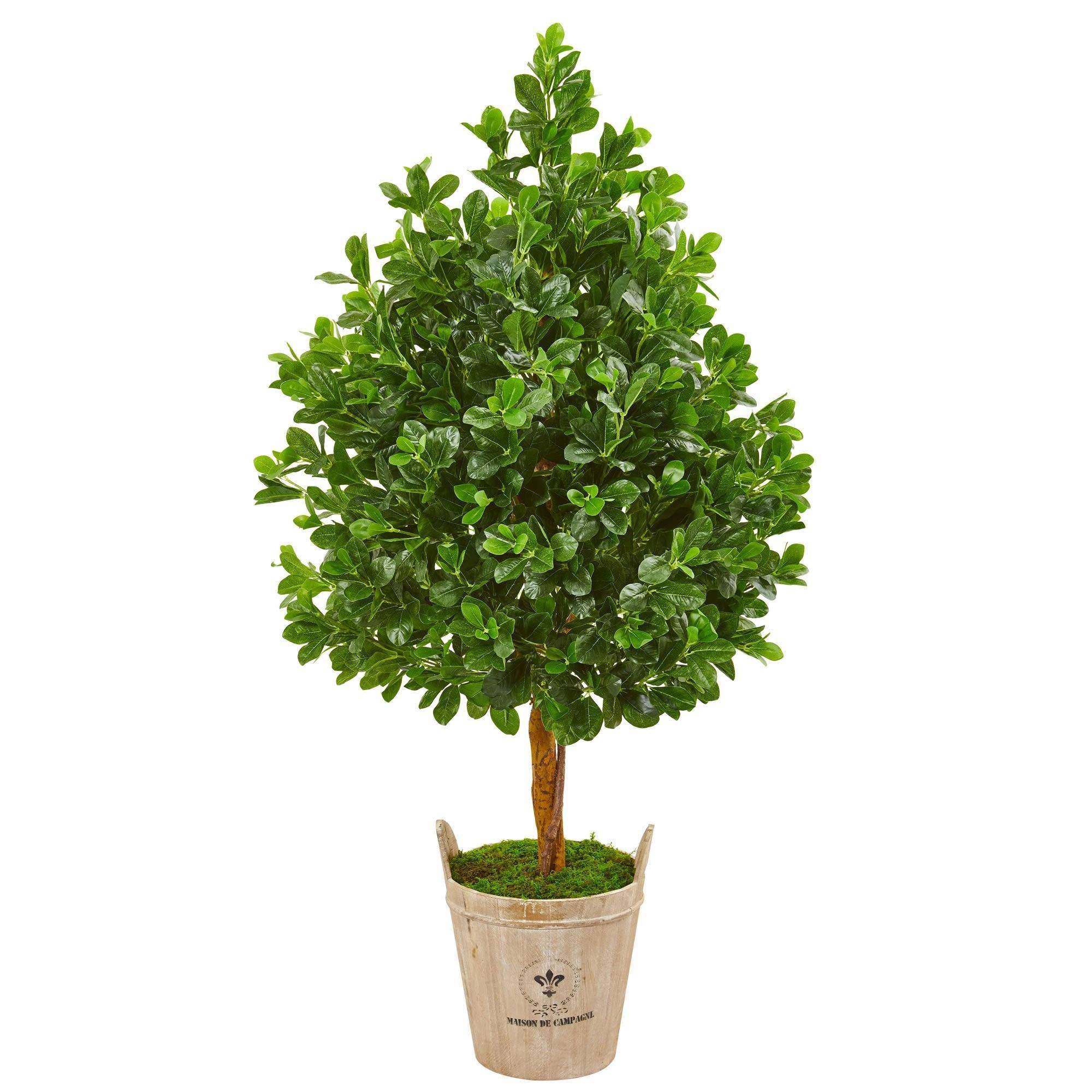 57” Evergreen Artificial Tree in Farmhouse Planter | Nearly Natural