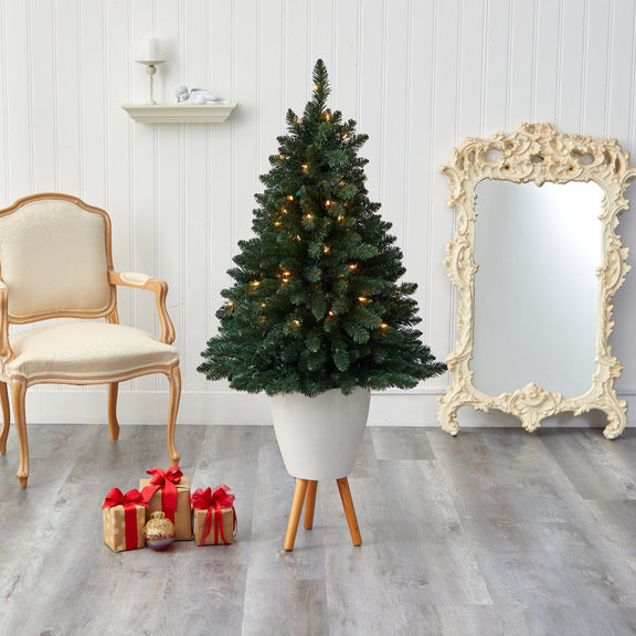 57” Northern Rocky Spruce Artificial Christmas Tree with 100 Clear ...