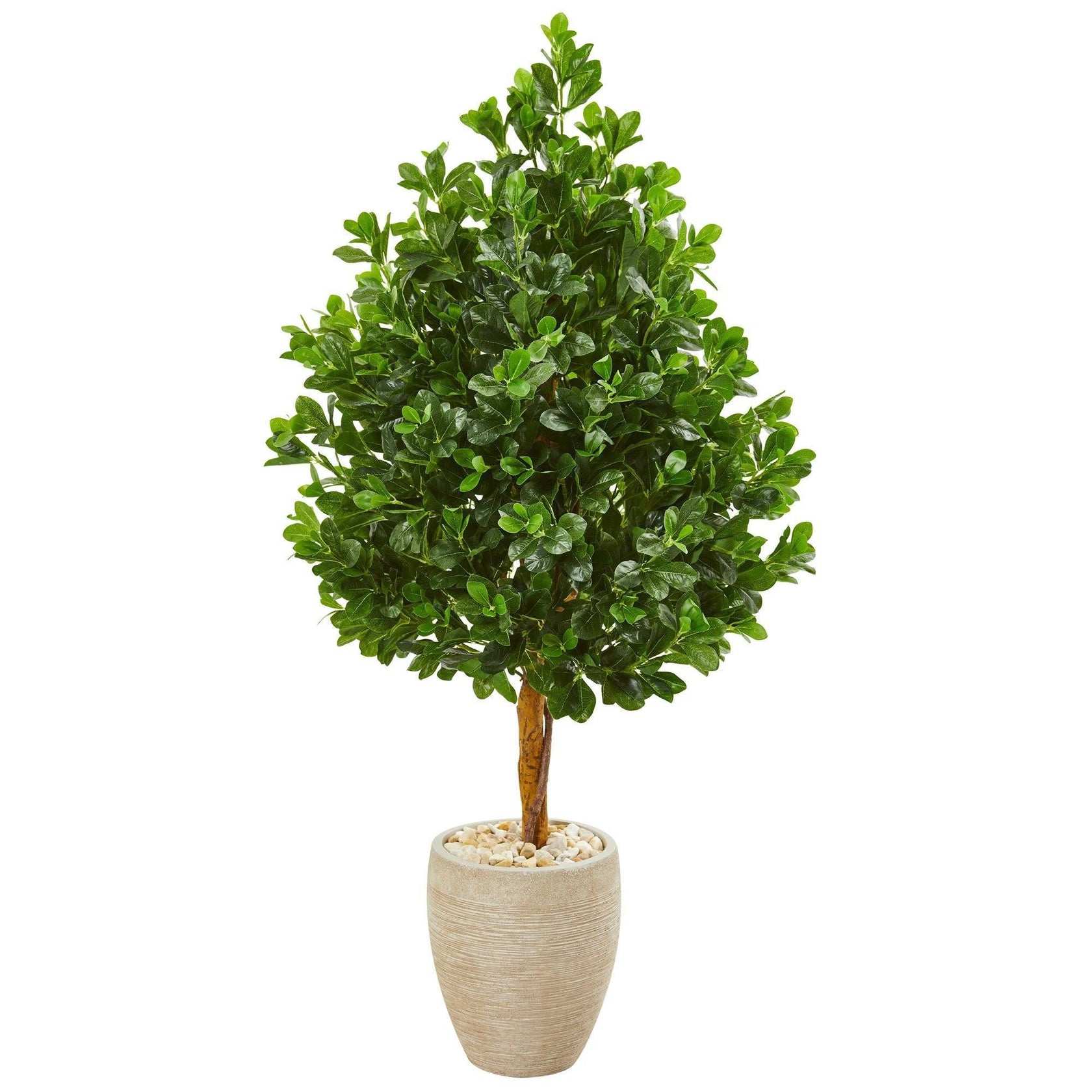 59” Evergreen Artificial Tree in Sand Finished Planter | Nearly Natural