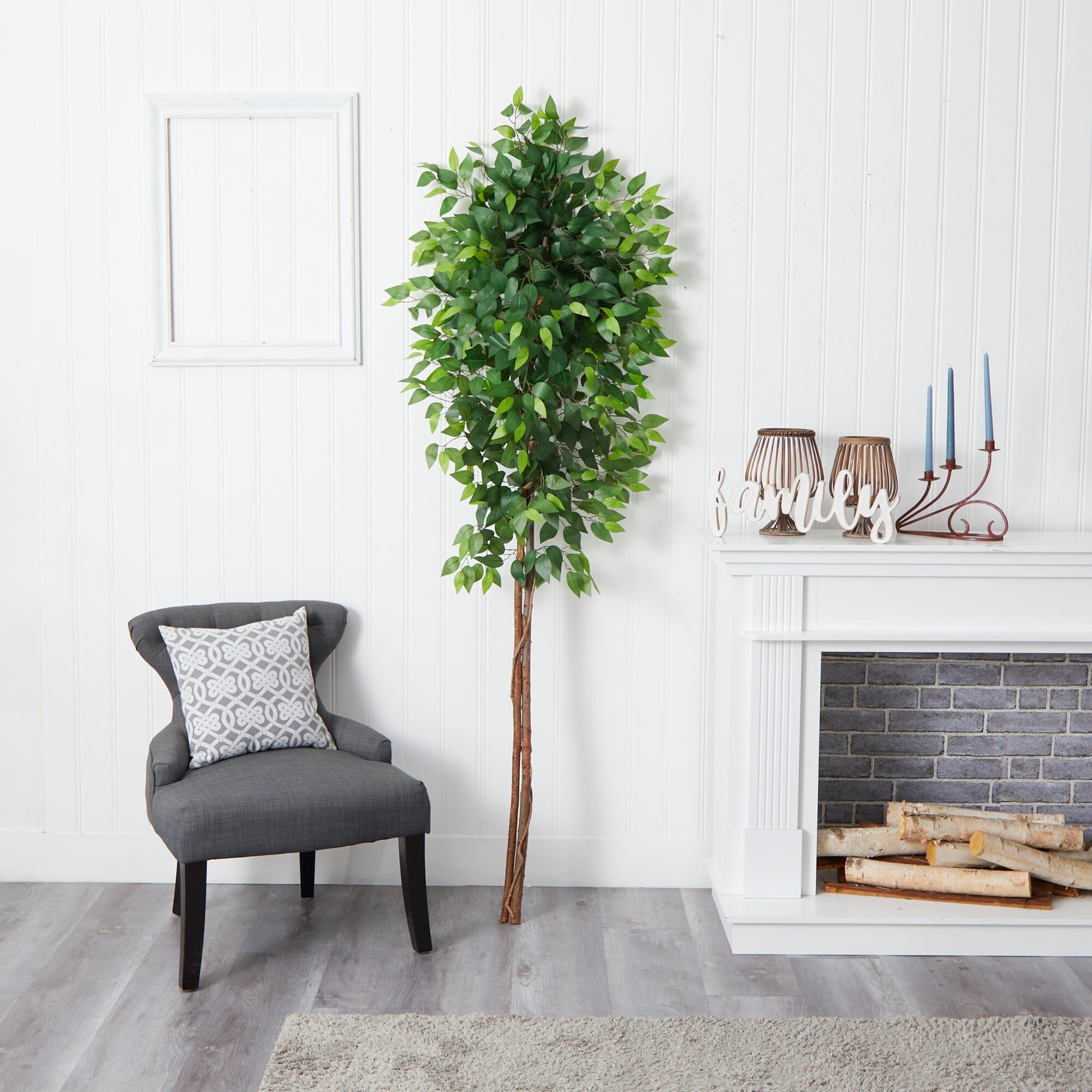 6’ Artificial Double Trunk Ficus Tree without Pot | Nearly Natural