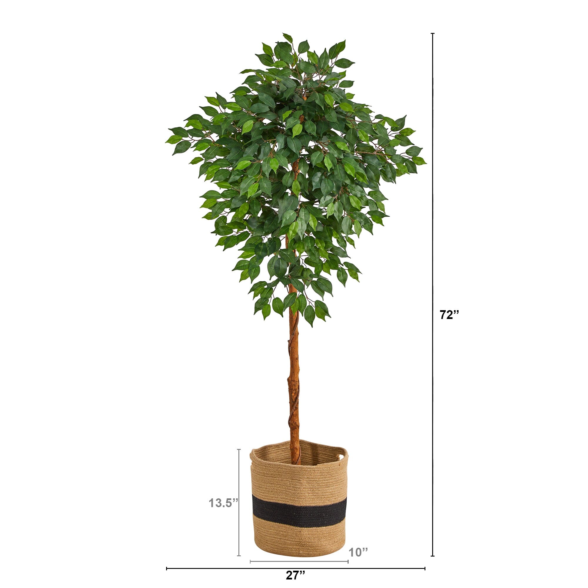 6’ Artificial Ficus Tree with Handmade Jute & Cotton Basket | Nearly ...