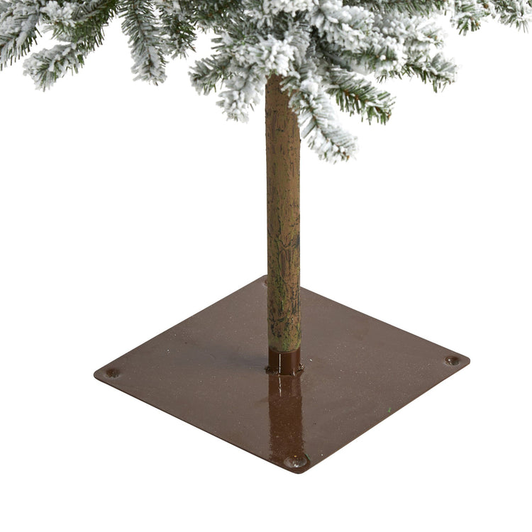 6’ Flocked Alpine Christmas Artificial Tree with 200 Lights and 580 ...