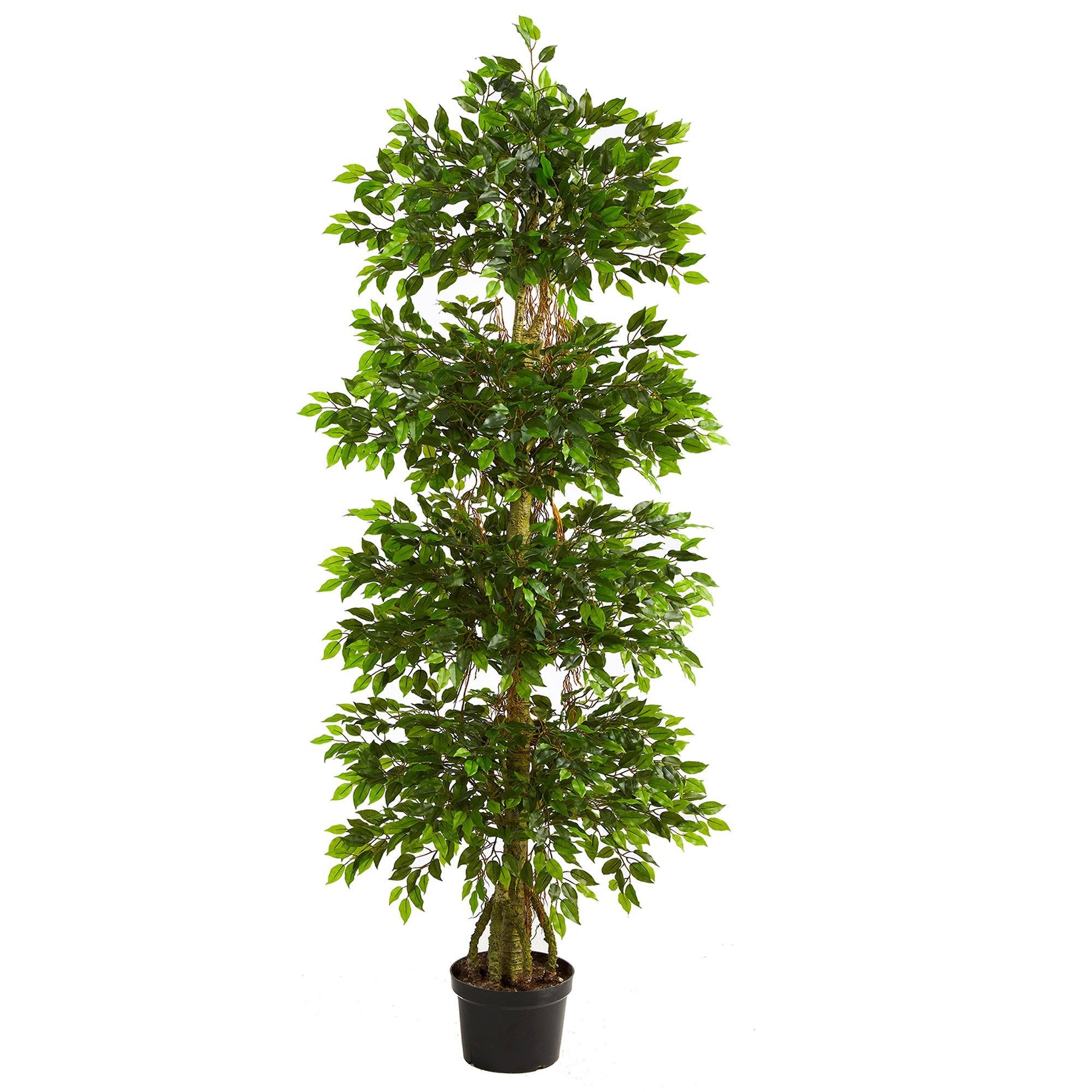 6' Four Tier Mini Ficus Artificial Tree UV Resistant (Indoor/Outdoor ...