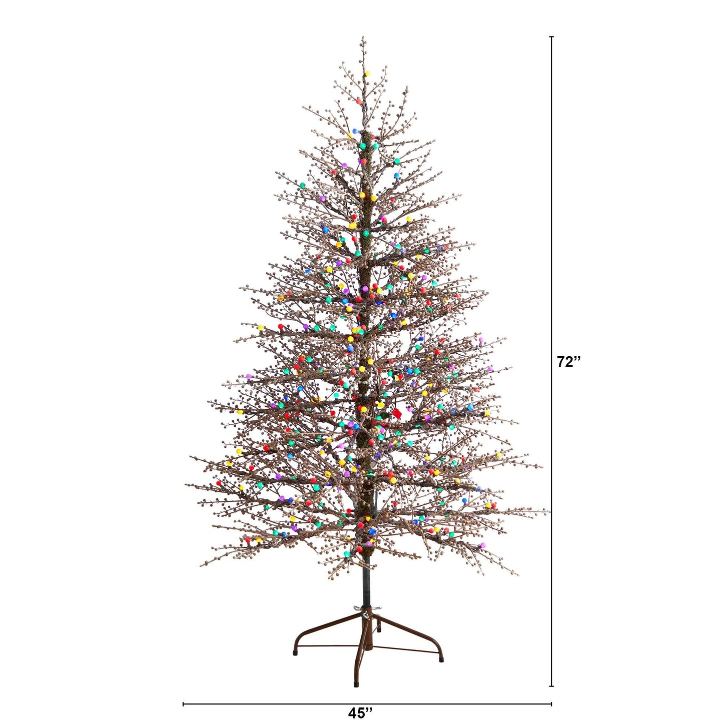 6' Frosted Berry Twig Tree with 350 Multicolored Gum Ball LED Lights ...