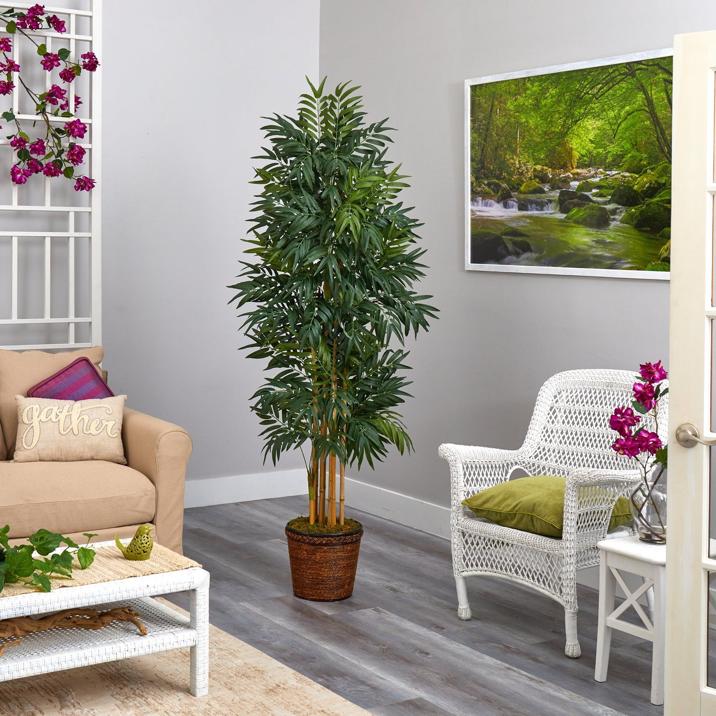 6’ Phoenix Artificial Palm Tree in Wicker Planter | Nearly Natural