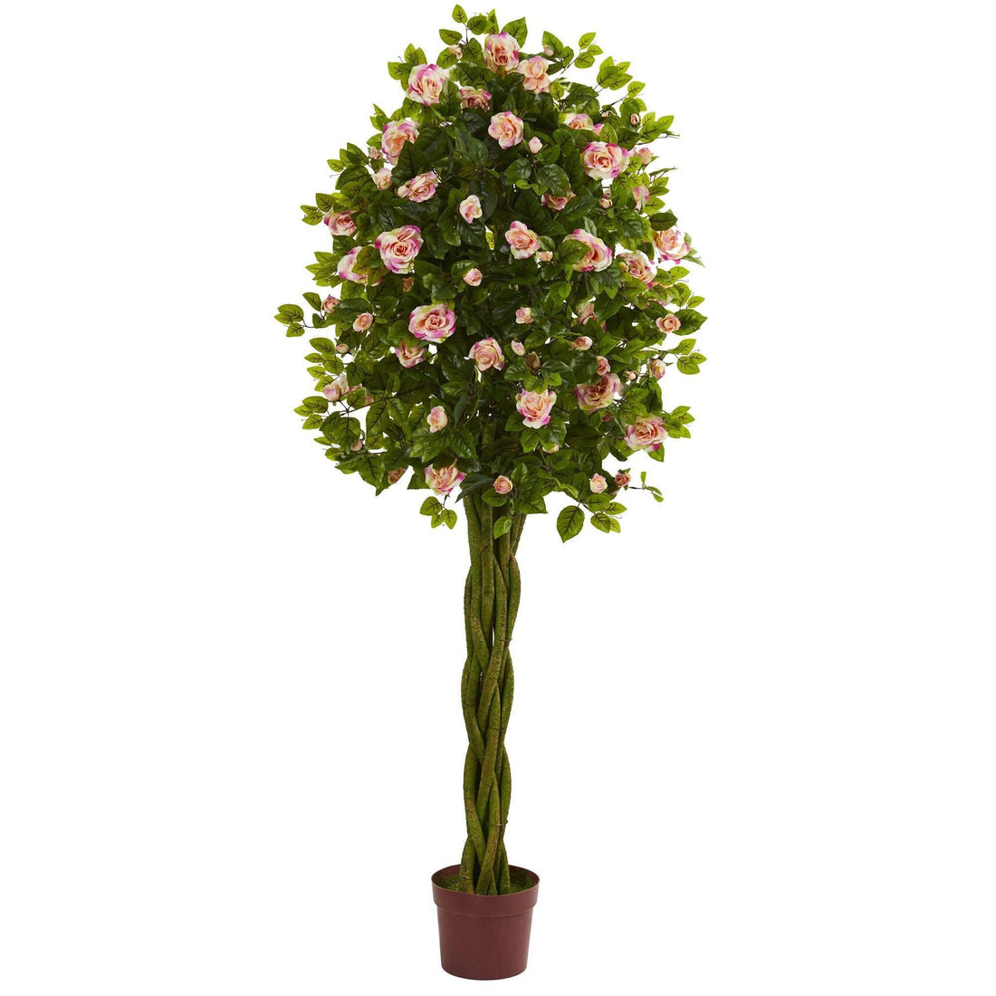 6’ Rose Artificial Tree with Woven Trunk | Nearly Natural