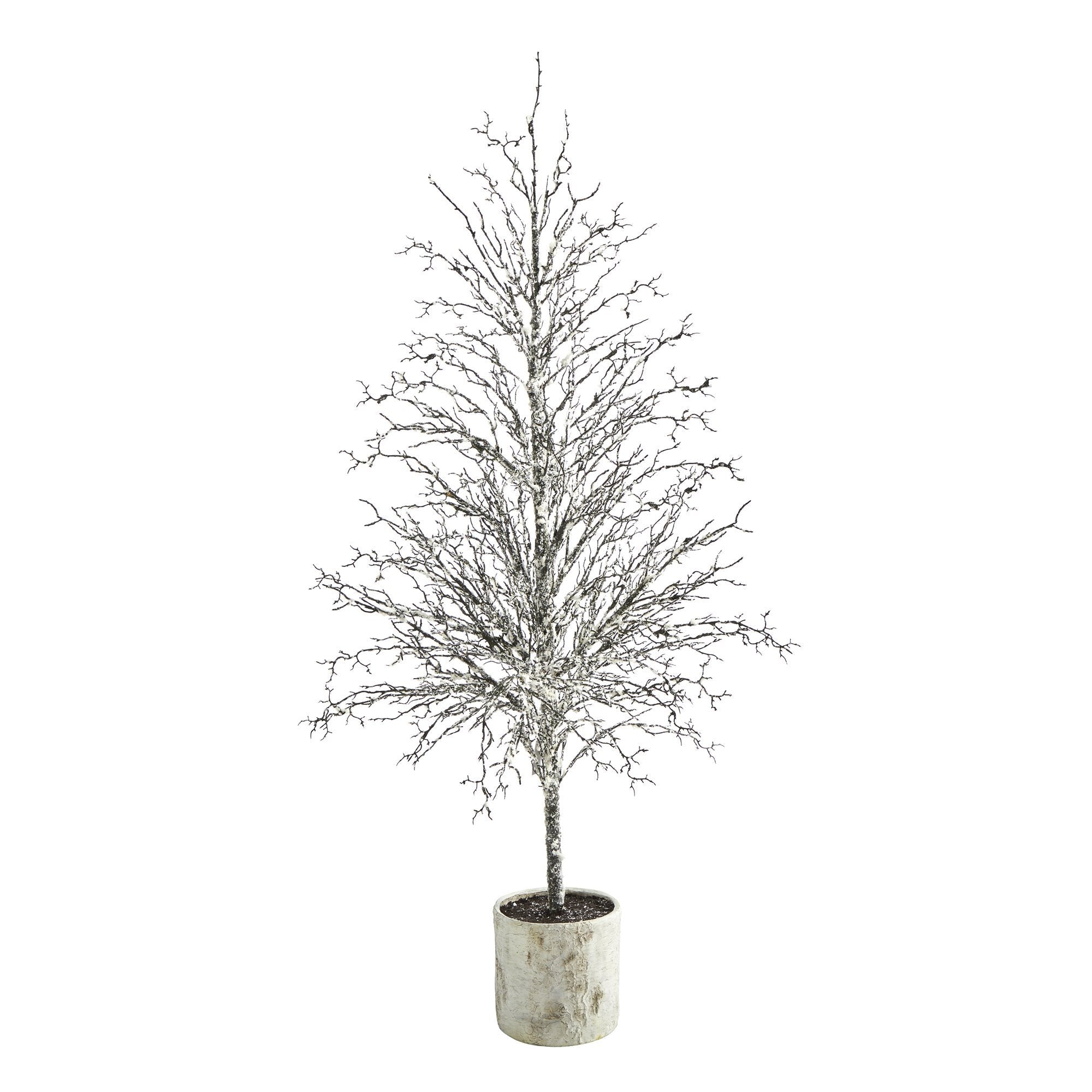 6’ Snowed Twig Artificial Tree in Decorative Planter | Nearly Natural