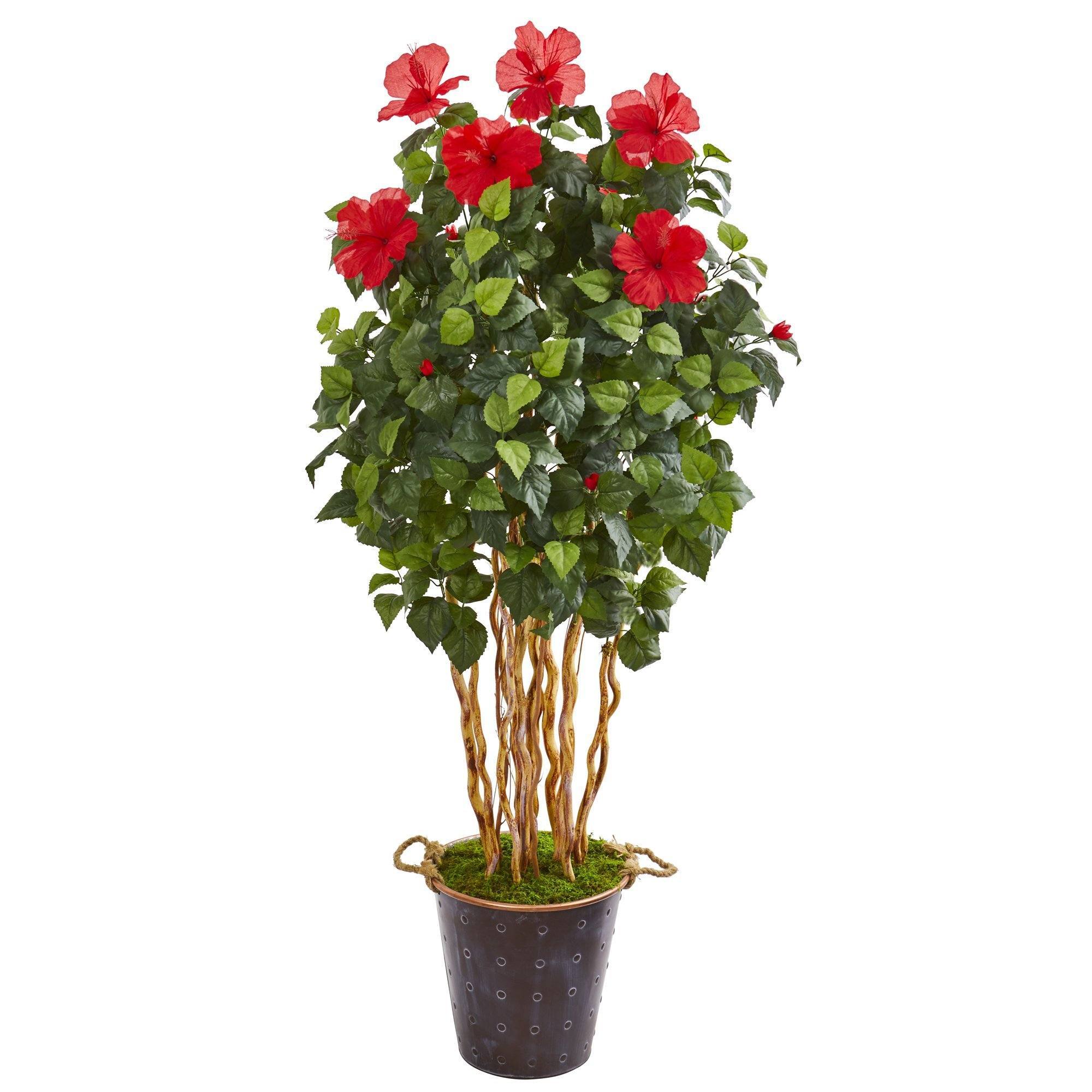 62” Hibiscus Artificial Tree in Decorative Planter | Nearly Natural