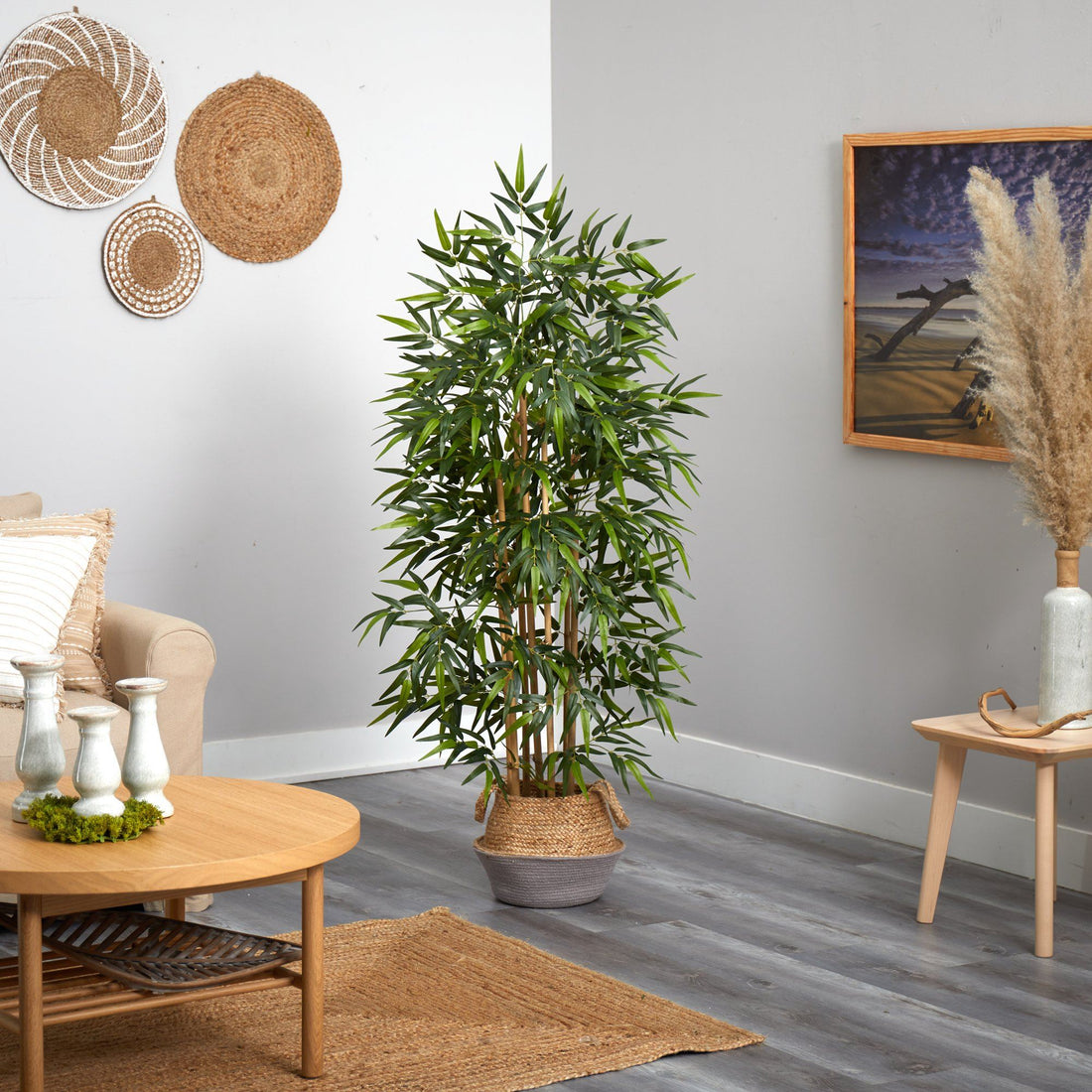 64” Bamboo Artificial Tree Natural Bamboo Trunks in Boho Chic Handmade ...