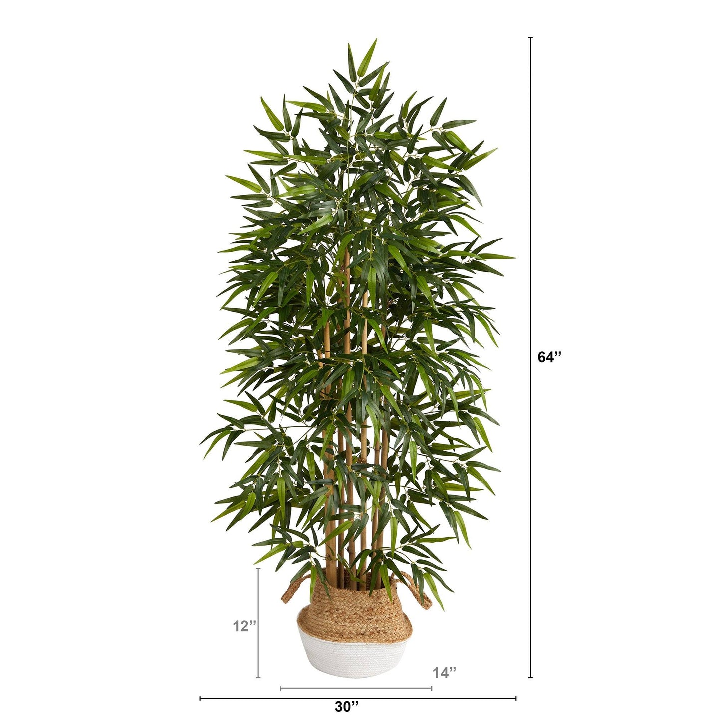64” Bamboo Tree with Natural Bamboo Trunks in Boho Chic Handmade Cotton ...