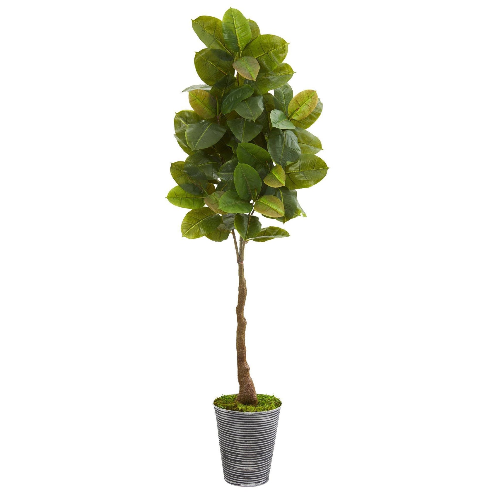 65” Rubber Leaf Artificial Tree in Decorative Tin Planter (Real Touch ...