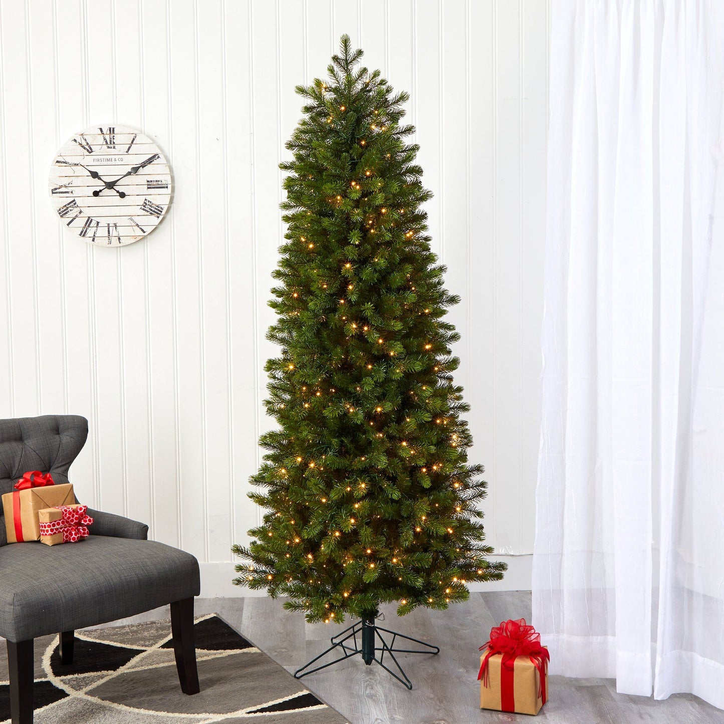 6.5' Slim Colorado Mountain Spruce Artificial Christmas Tree with 450 ...