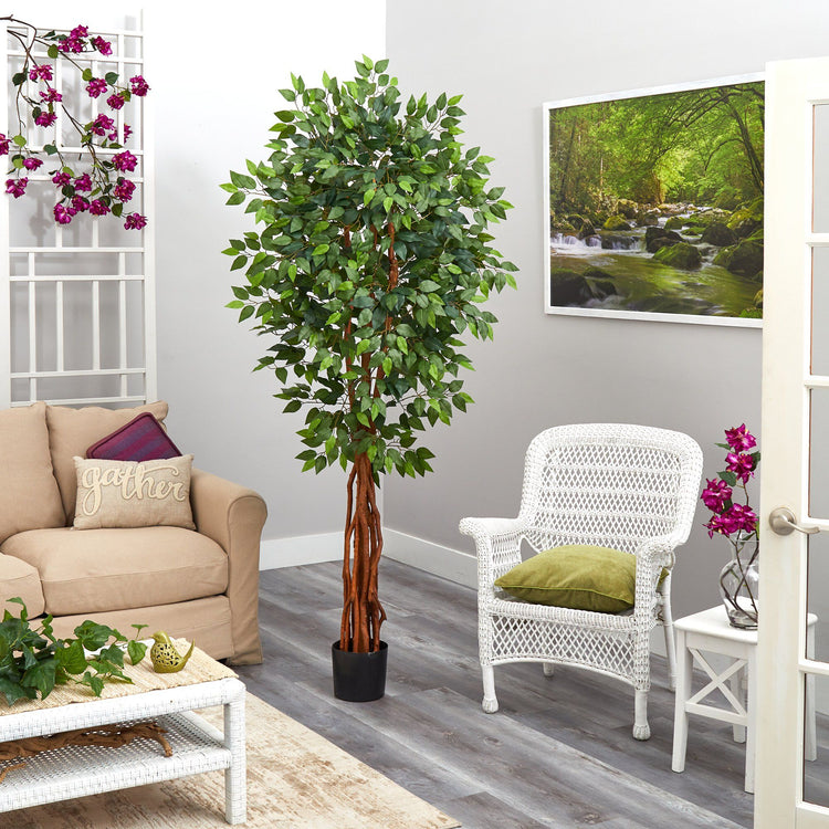 6.5’ Super Deluxe Ficus Artificial Tree with Natural Trunk | Nearly Natural