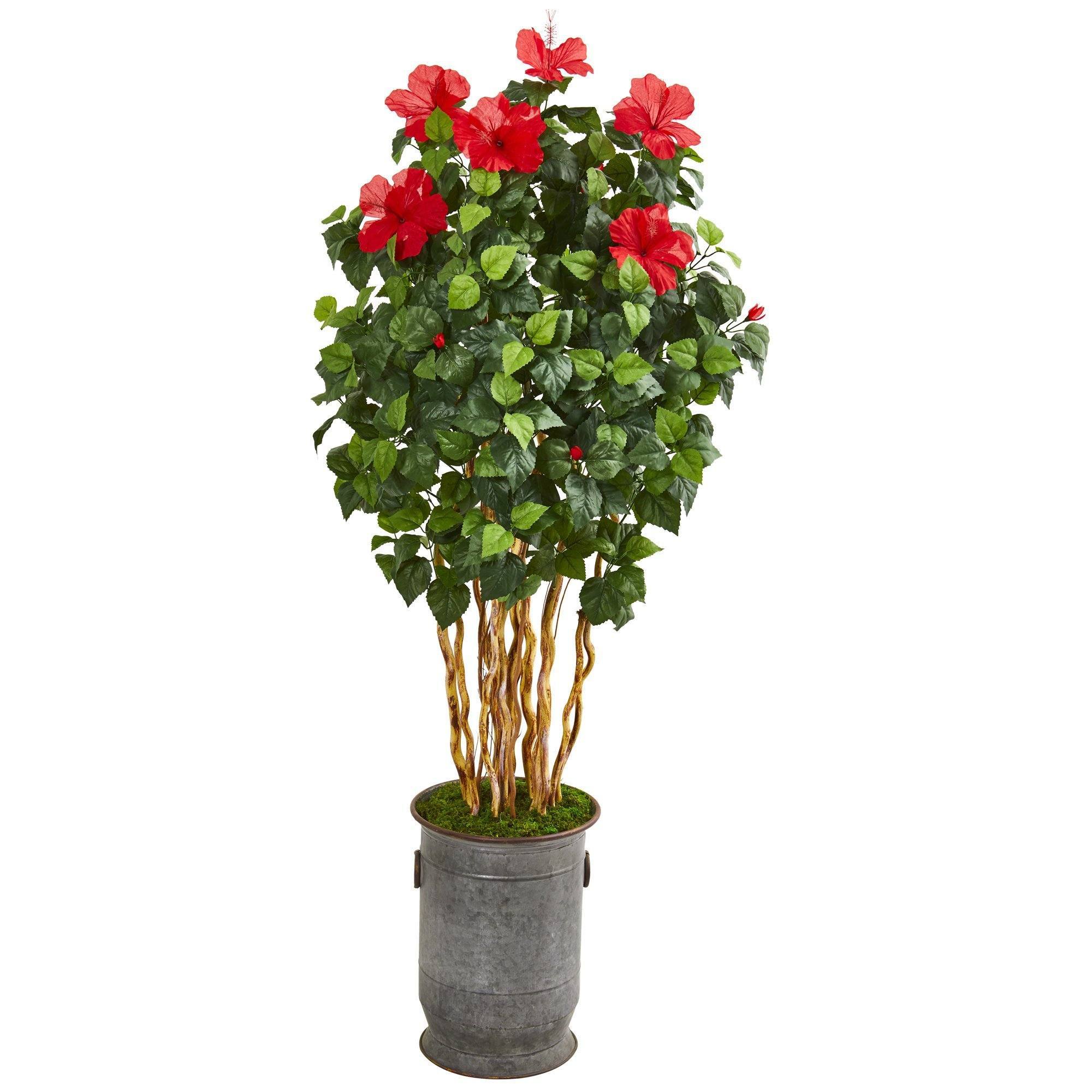 67” Hibiscus Artificial Tree in Decorative Planter | Nearly Natural