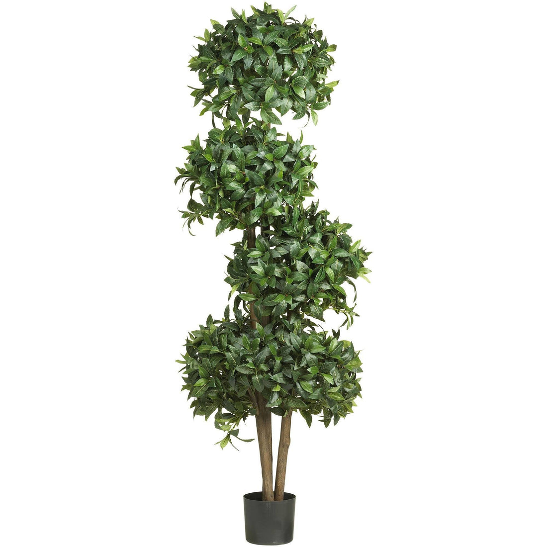 69" Sweet Bay Topiary w/4 Balls Silk Tree | Nearly Natural"