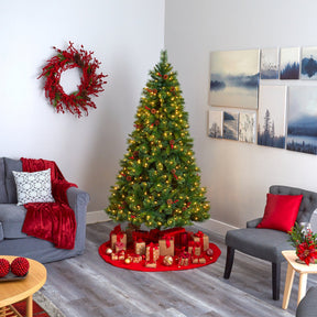 7’ Aberdeen Spruce Artificial Christmas Tree with 500 Clear LED Lights ...