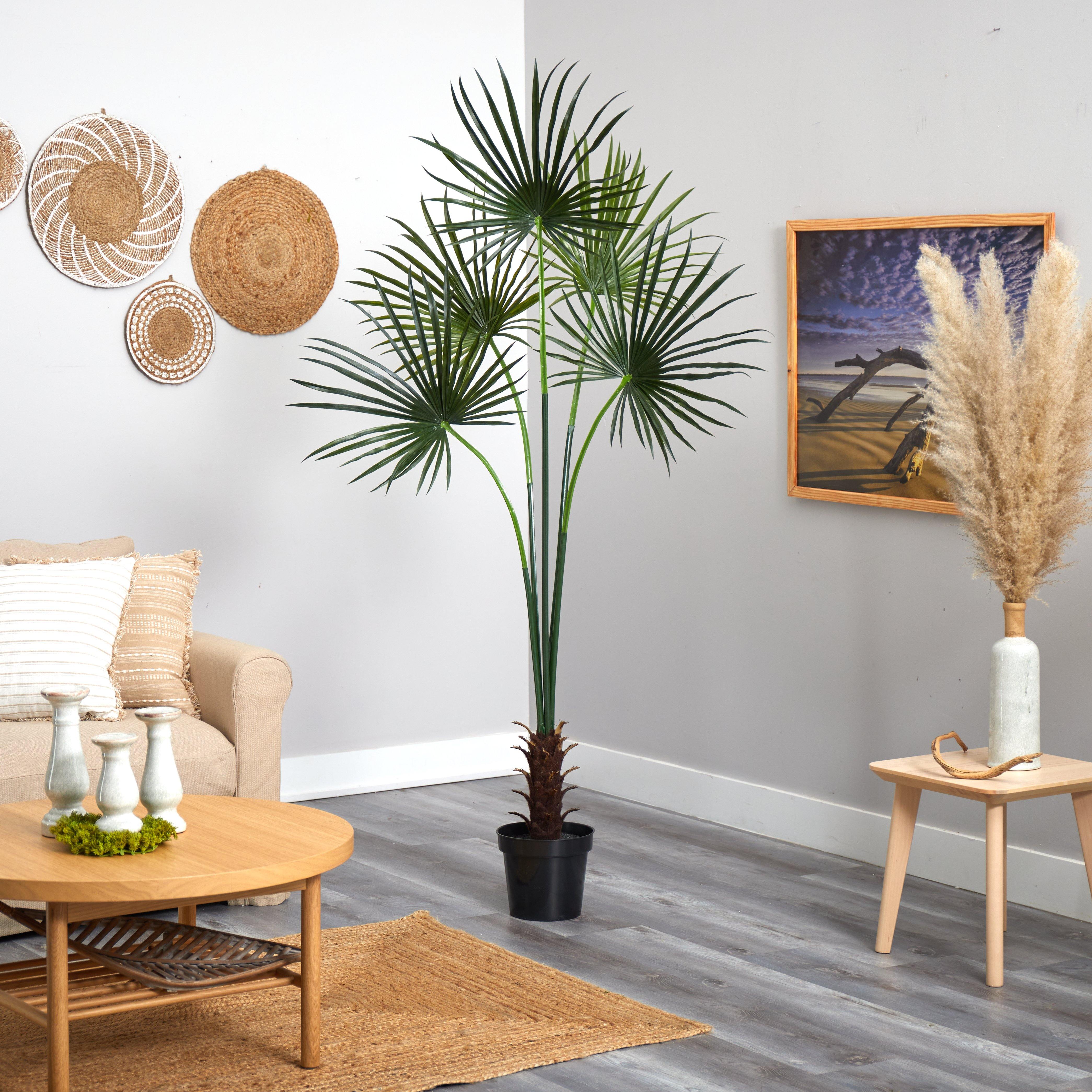7’ Fan Palm Tree UV Resistant (Indoor/Outdoor) | Nearly Natural