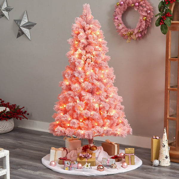 7' Holiday Pink Cashmere Christmas Tree with 300 LED lights and 599 ...