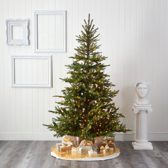 7’ North Carolina Spruce Artificial Christmas Tree with 450 Clear ...